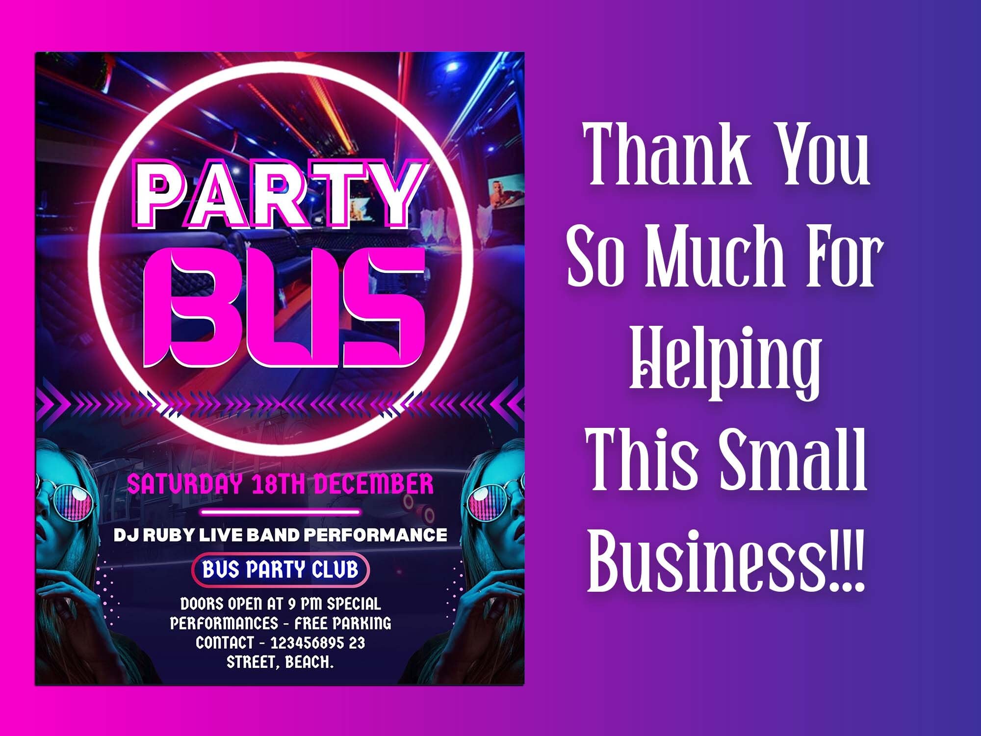 Party Bus Flyer Editable Canva Template US Letter Size. - Etsy