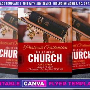 Pastoral Ordination Flyer Editable Canva Template US Letter Size. - Etsy
