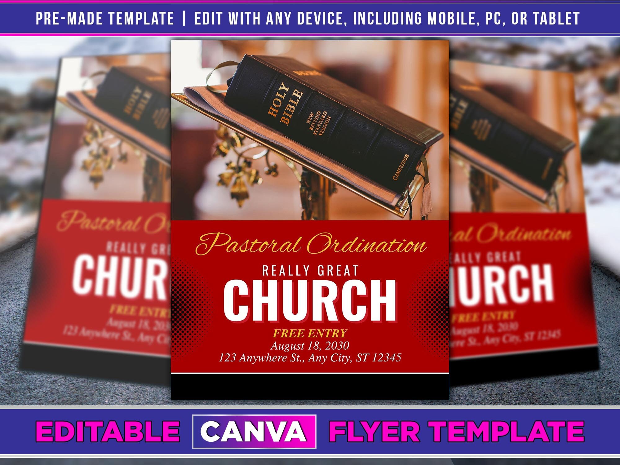 Pastoral Ordination Flyer Editable Canva Template US Letter Size. - Etsy