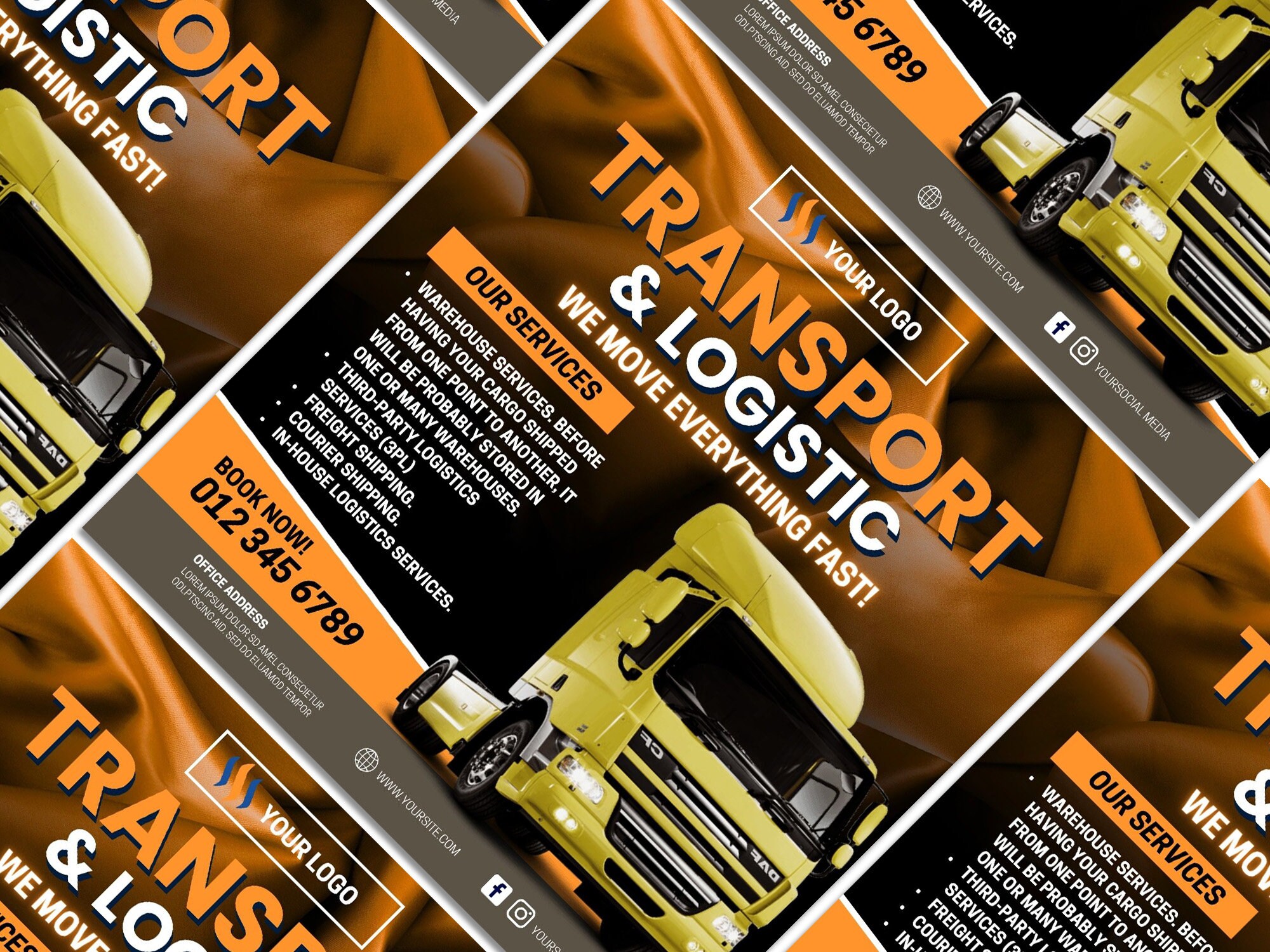 Logistics Flyer Canva Template for DIY Social Media Marketing. - Etsy