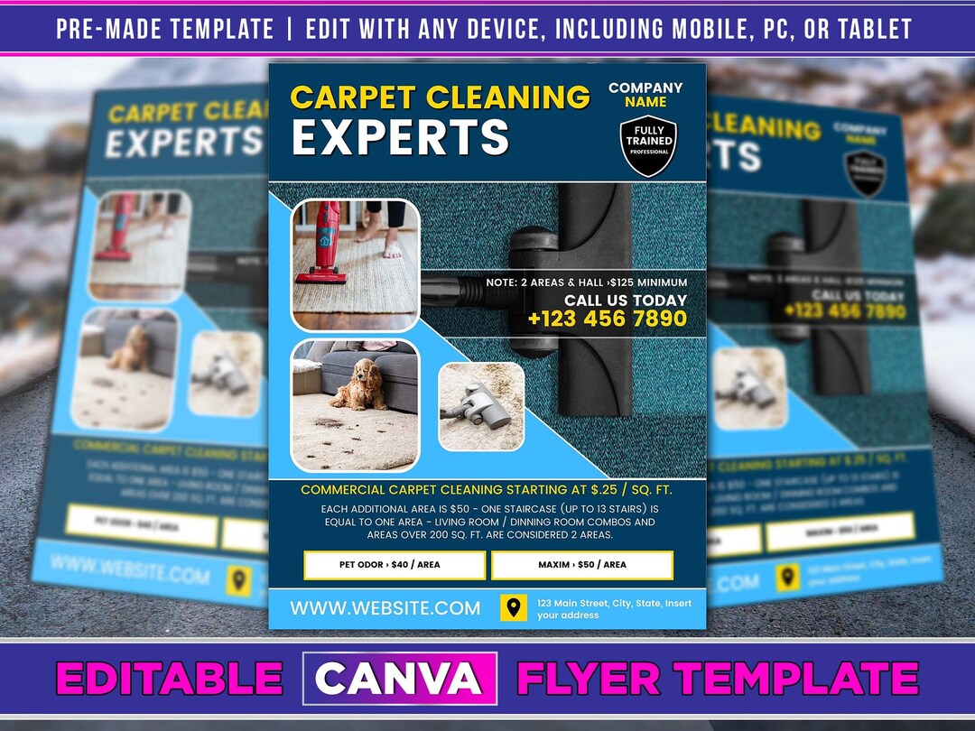 Carpet Cleaning Flyer Editable Canva Template US Letter Size. - Etsy