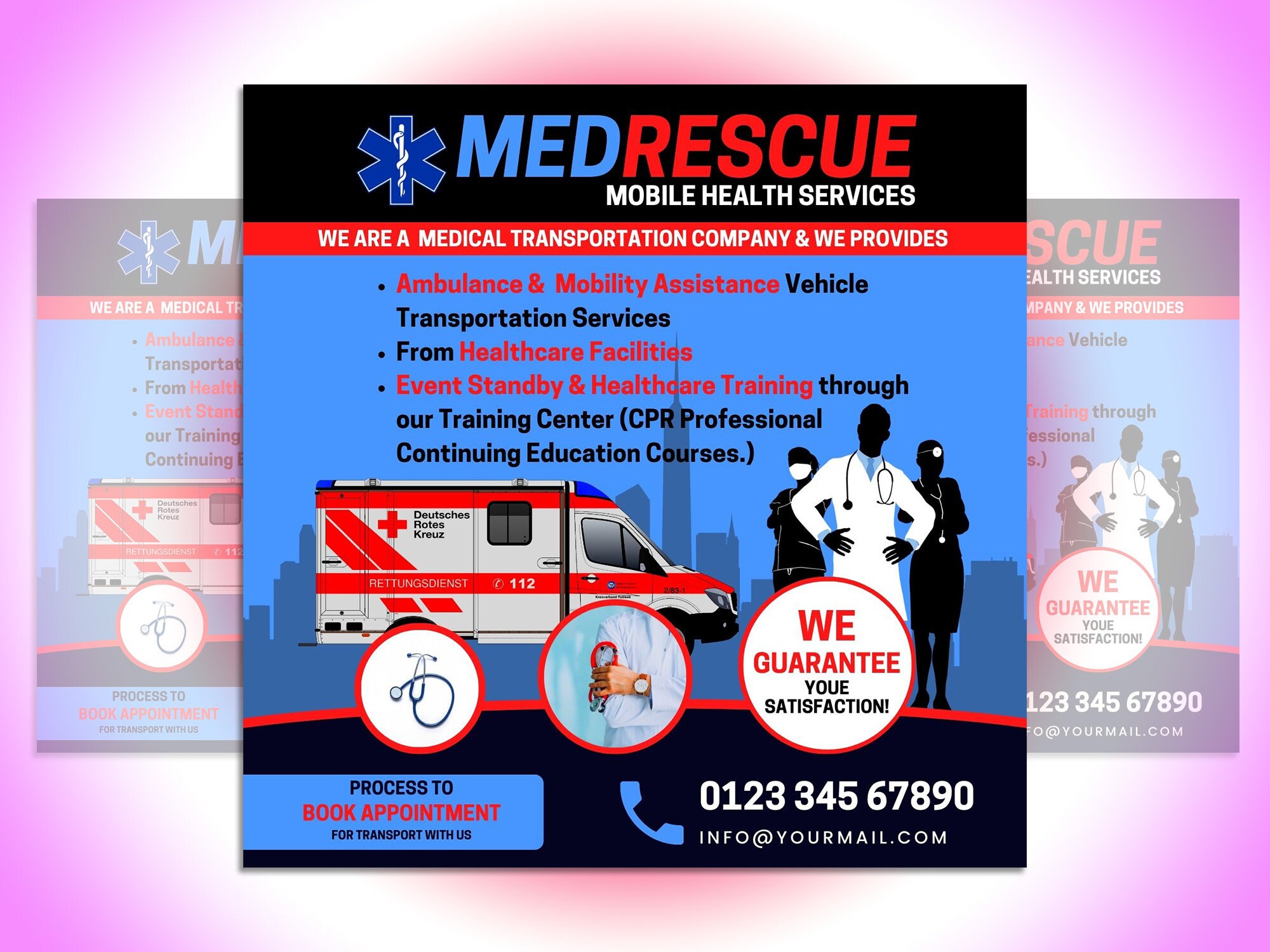 Medical Transportation Flyer Canva Template for DIY Social Media ...