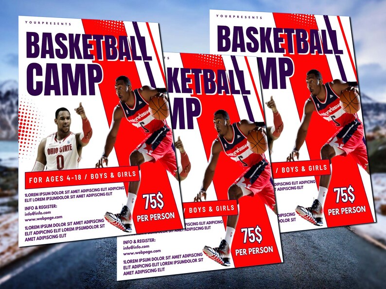 Basketball Camp Flyer Editable Canva Template. - Etsy