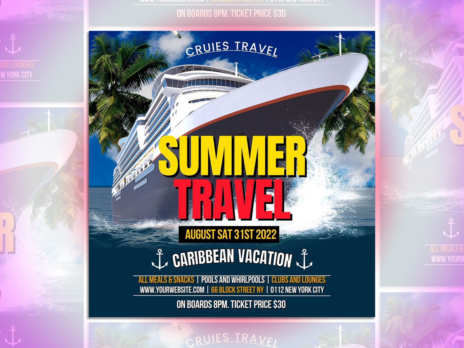 Cruise Ship Flyer Canva Template for DIY Social Media Marketing. - Etsy