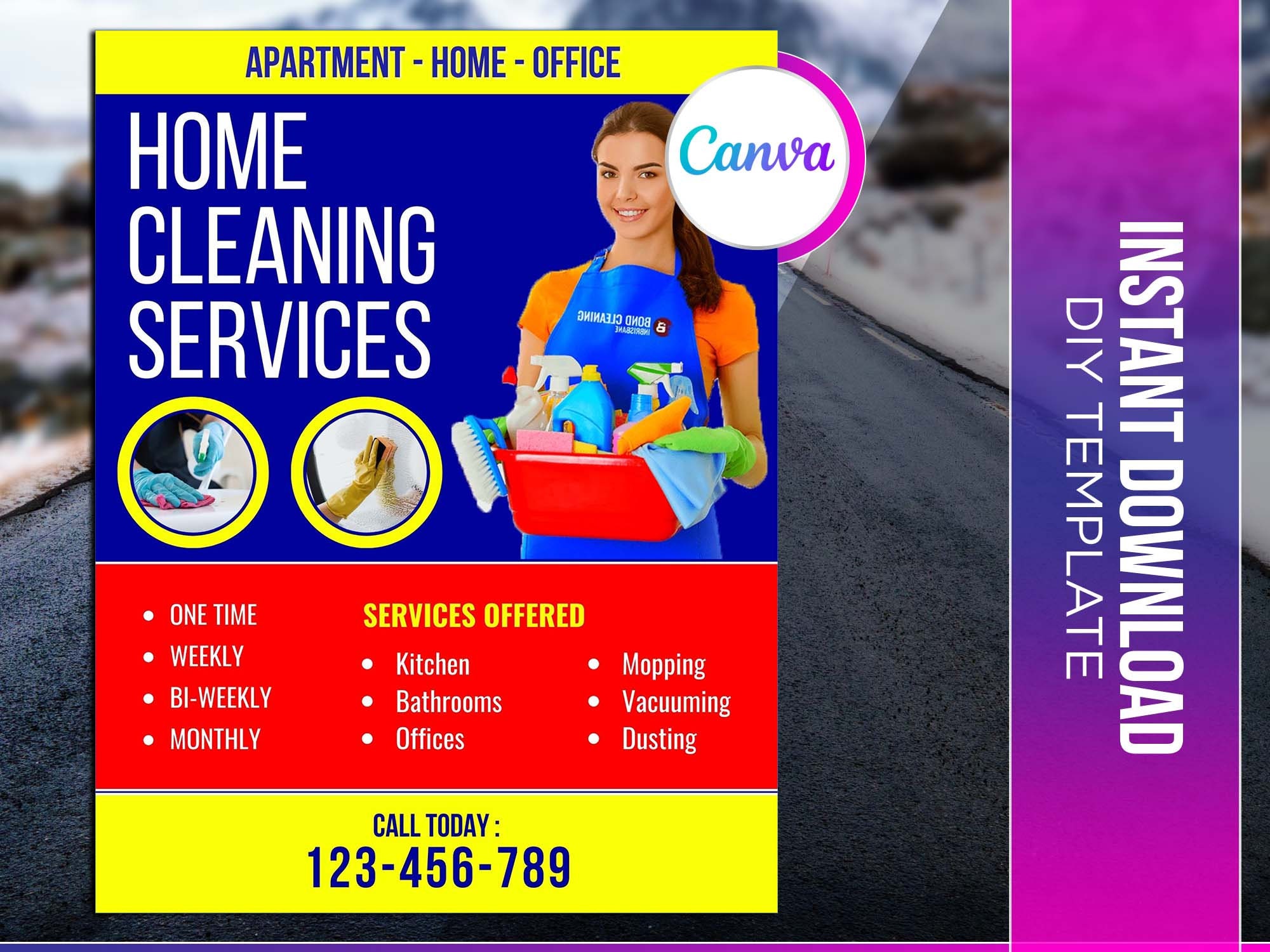 Cleaning Lady Flyer Editable Canva Template US Letter Size. - Etsy
