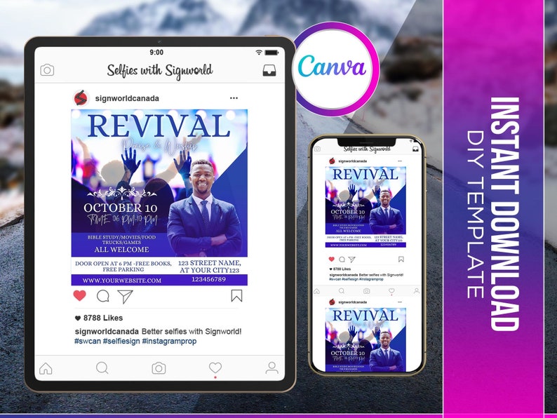 Revival Flyer Canva Template for DIY Social Media Marketing. - Etsy