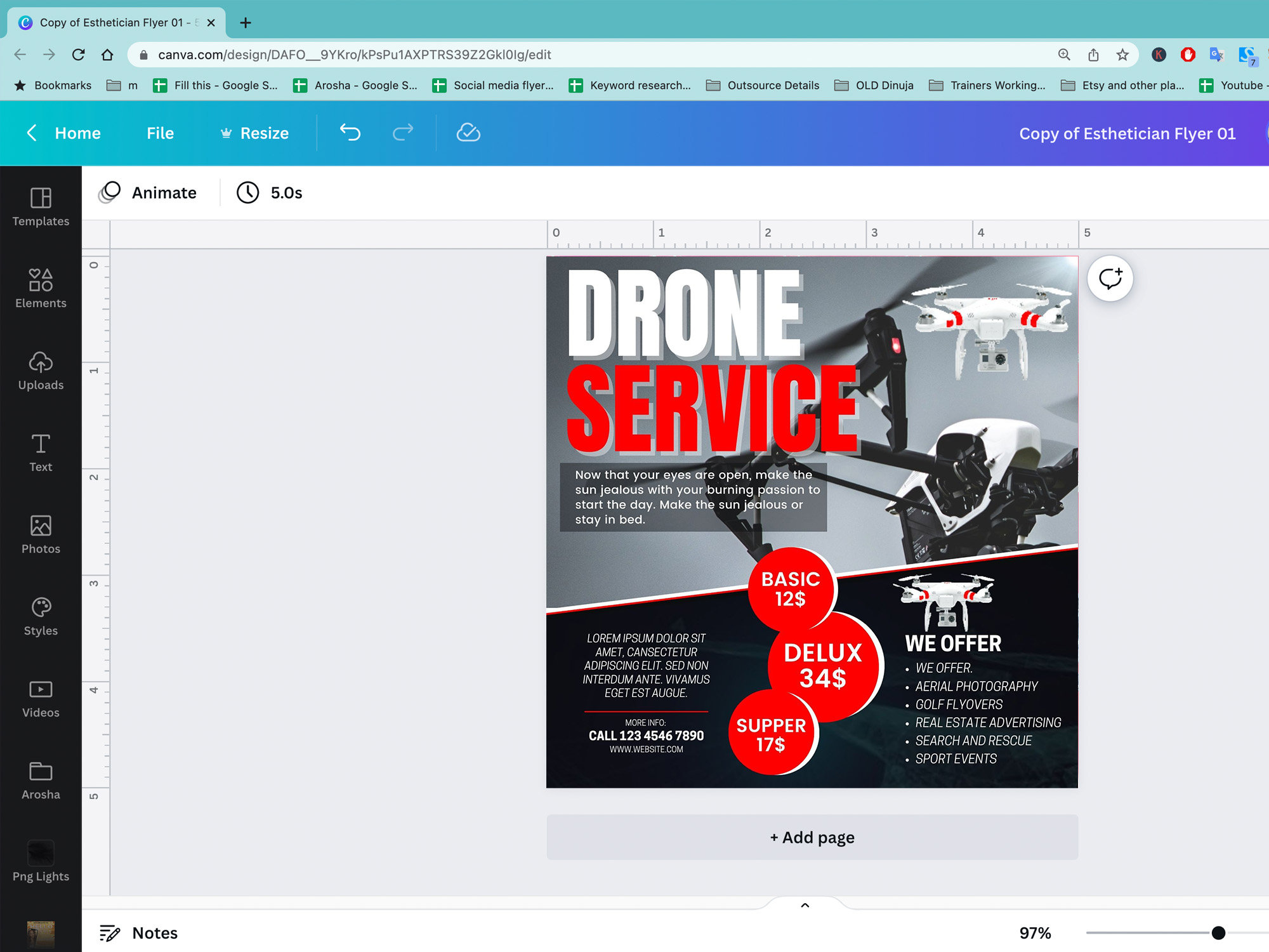 Drone Services Flyer Canva Template for DIY Social Media Marketing. - Etsy