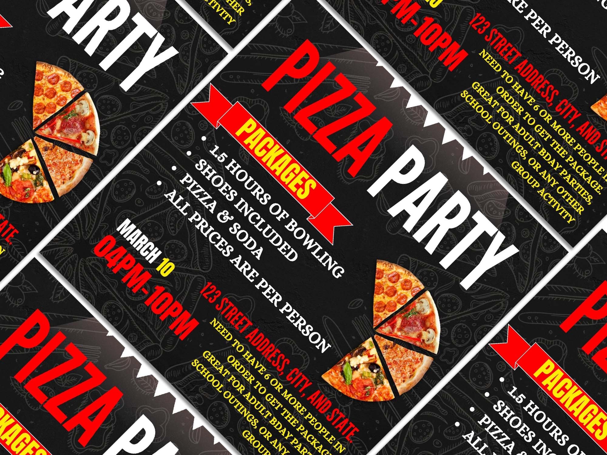 Pizza Party Flyer Canva Template for DIY Social Media Marketing. - Etsy