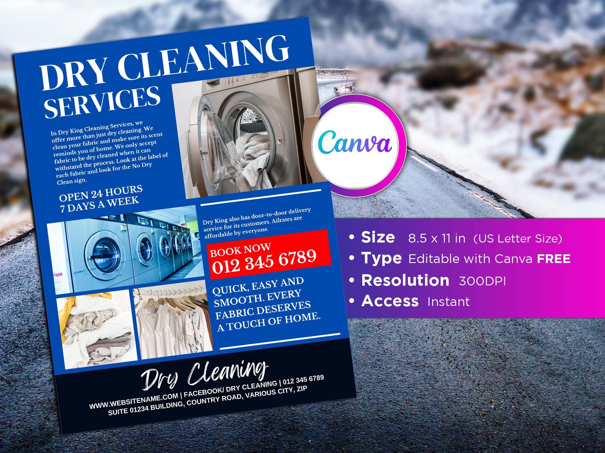 Dry Cleaning Flyer Editable Canva Template US Letter Size. - Etsy