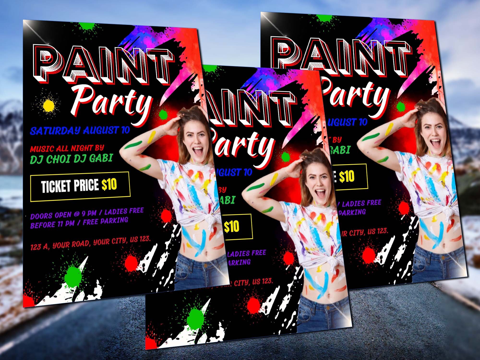 Paint Party Flyer Editable Canva Template US Letter Size. - Etsy