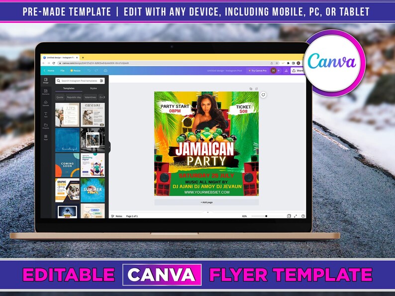 Jamaican Party Flyer Canva Template For Diy Social Media Marketing Etsy