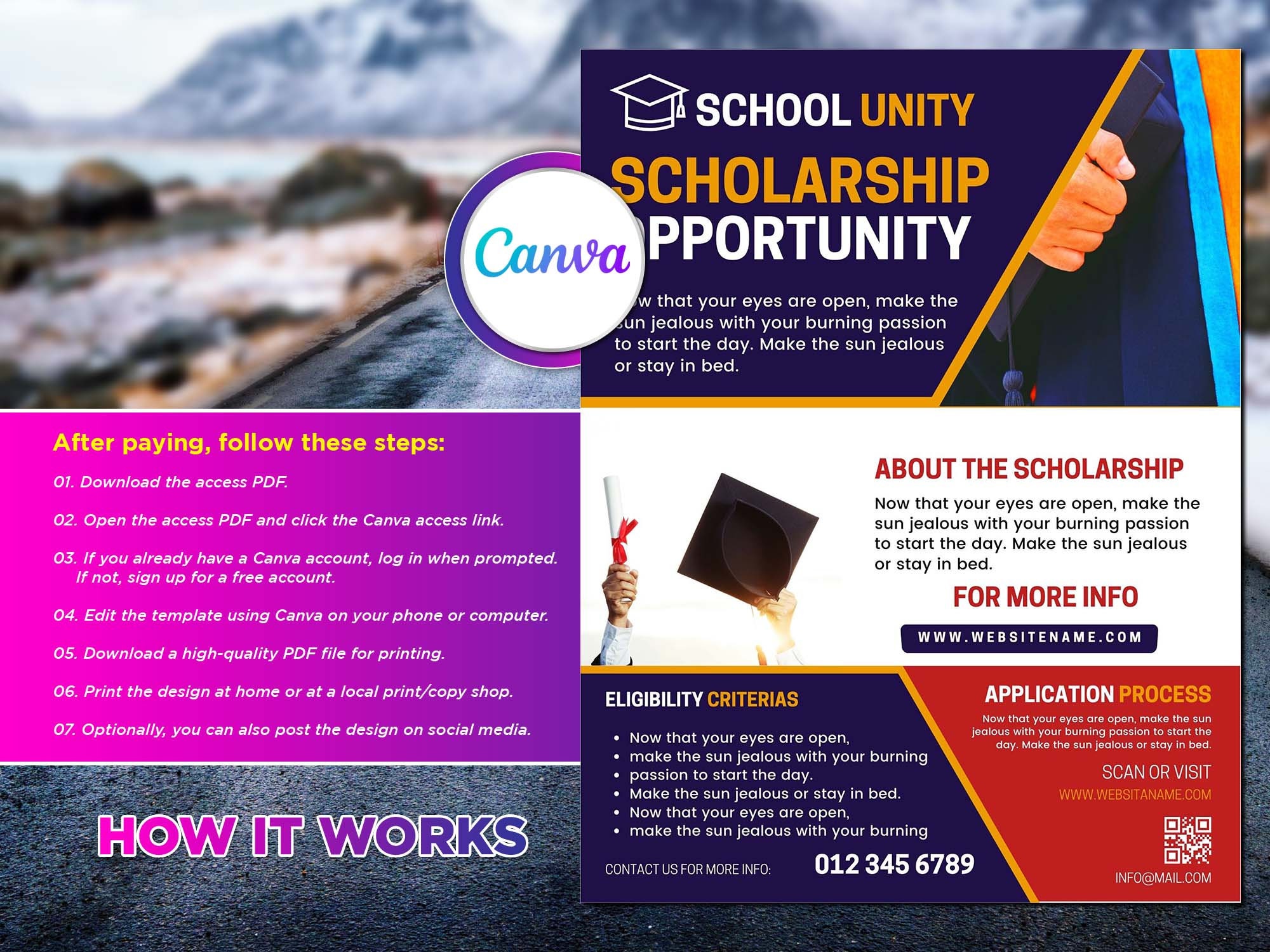 Scholarship Flyer Editable Canva Template US Letter Size. - Etsy