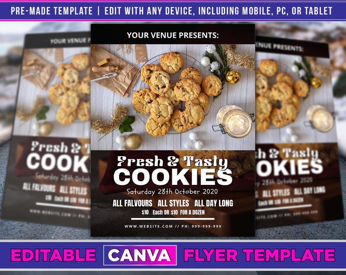 Cookies Flyer Editable Canva Template. - Etsy