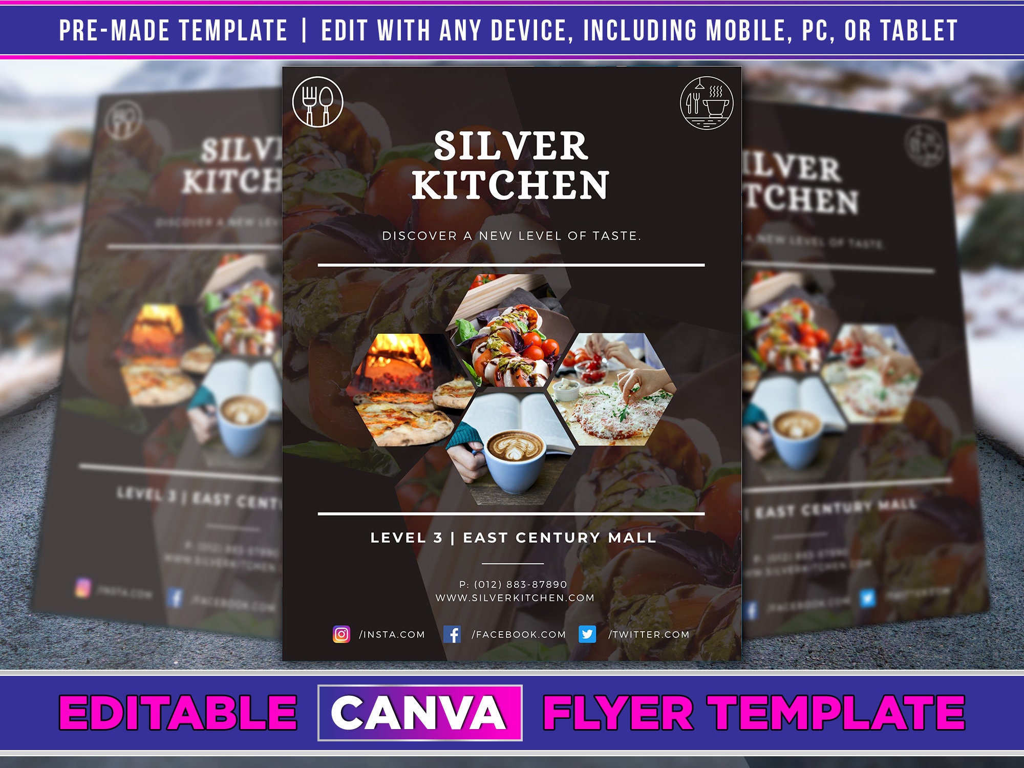 Restaurant Flyer Editable Canva Template US Letter Size. - Etsy