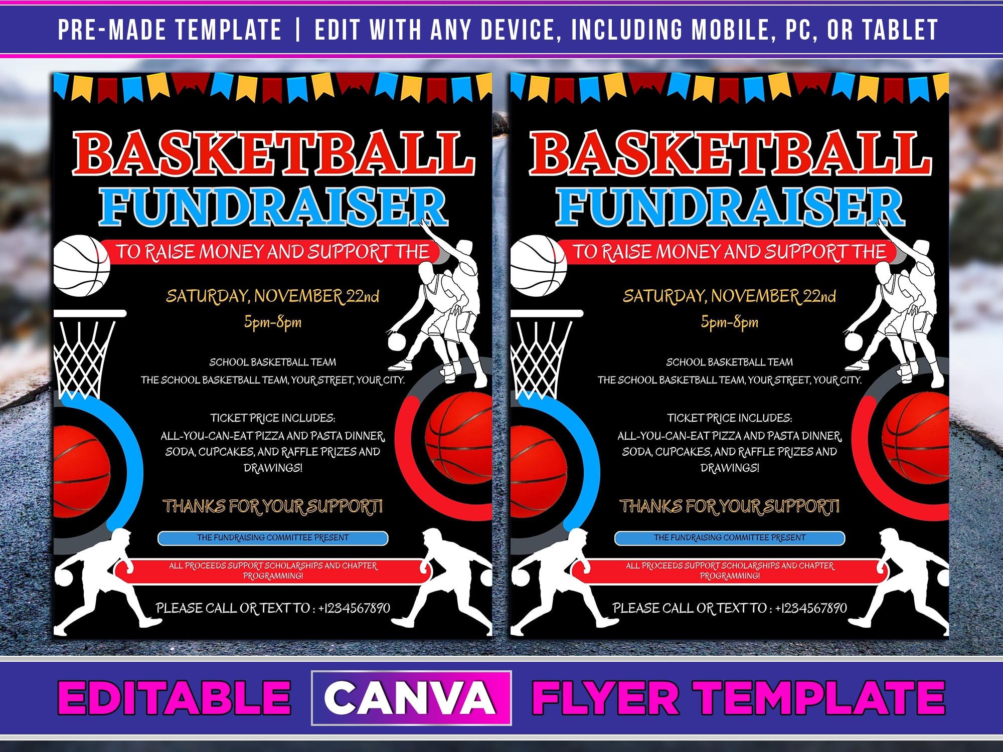 Basketball Fundraiser Flyer Editable Canva Template US Letter Size. - Etsy