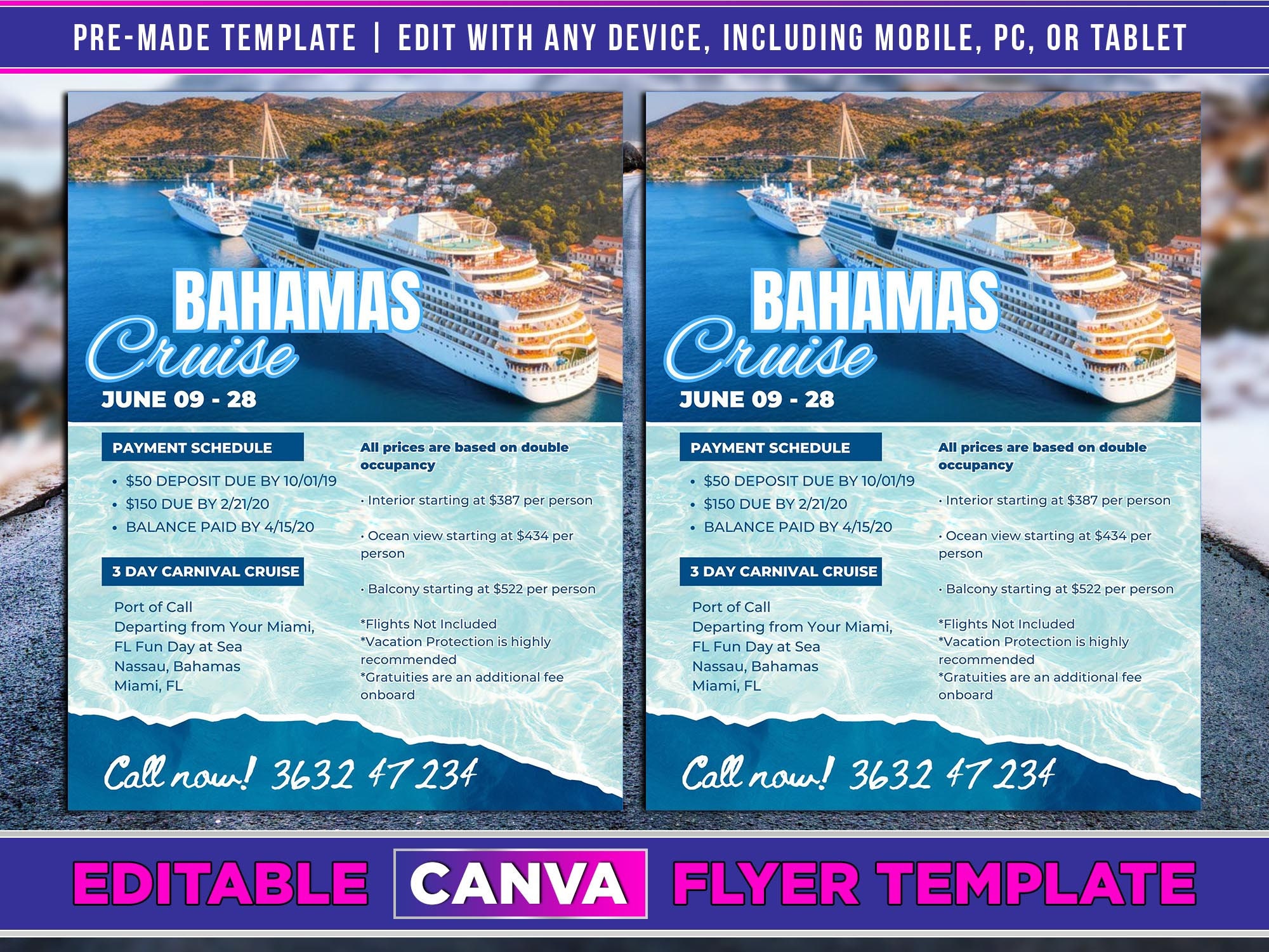 Carnival Cruise Flyer Editable Canva Template US Letter Size. - Etsy