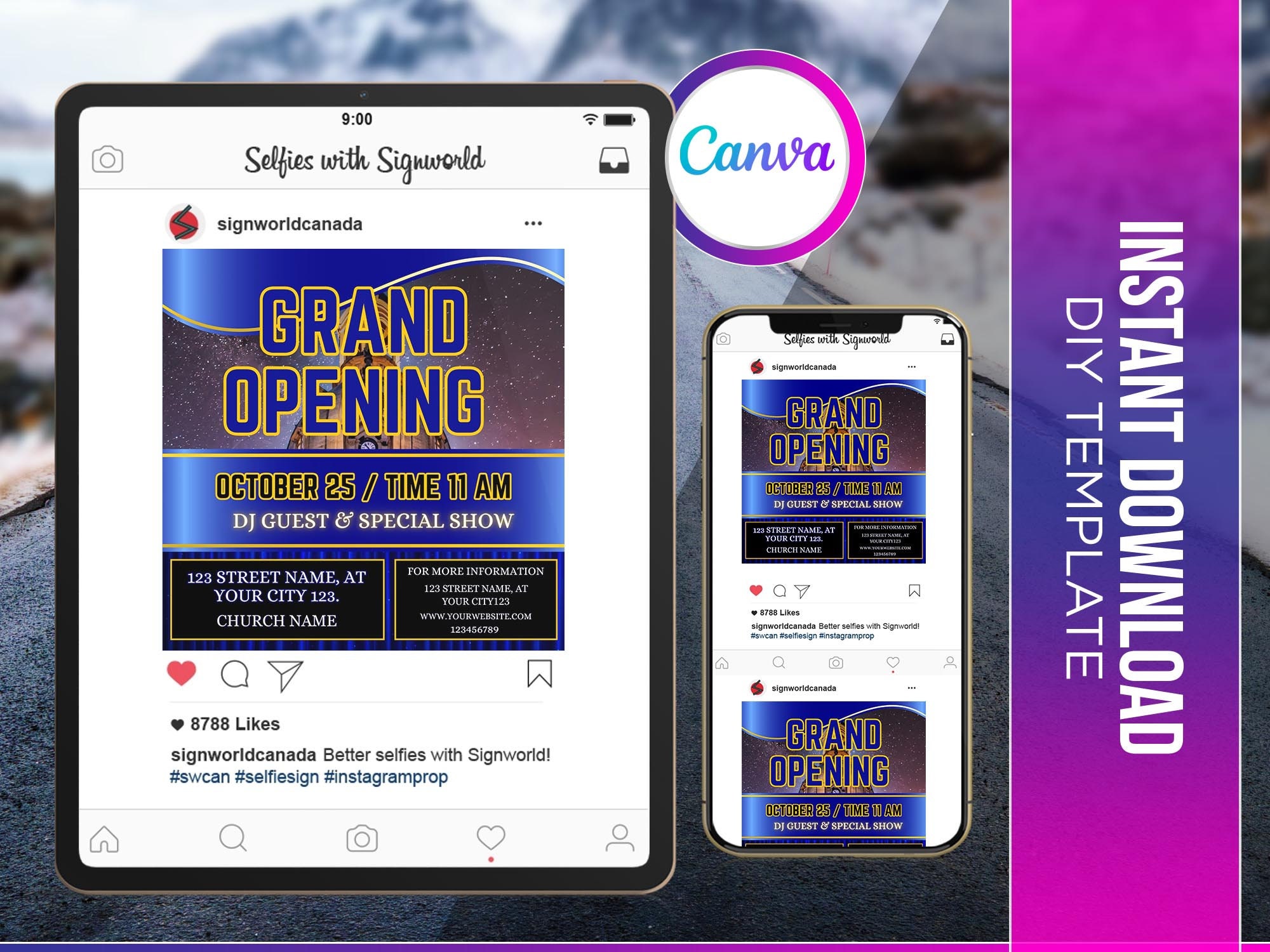 Church Grand Opening Flyer Canva Template for DIY Social Media ...