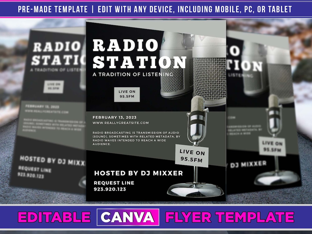 Radio Station Flyer Editable Canva Template US Letter Size. - Etsy