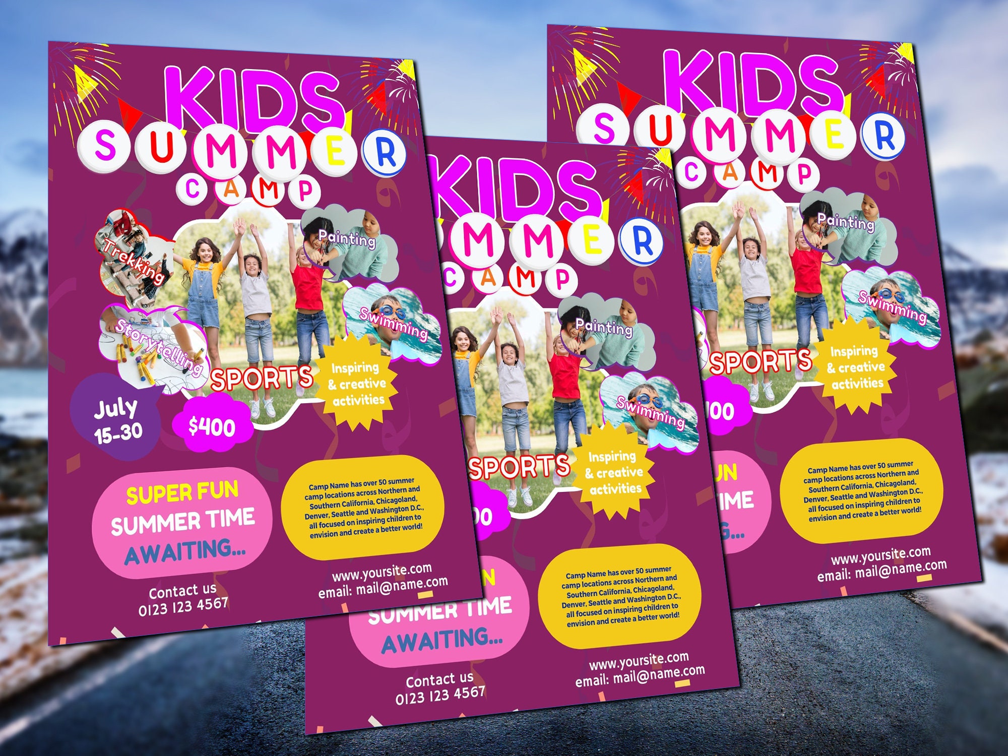 Kids Summer Camp Flyer Editable Canva Template US Letter Size. - Etsy