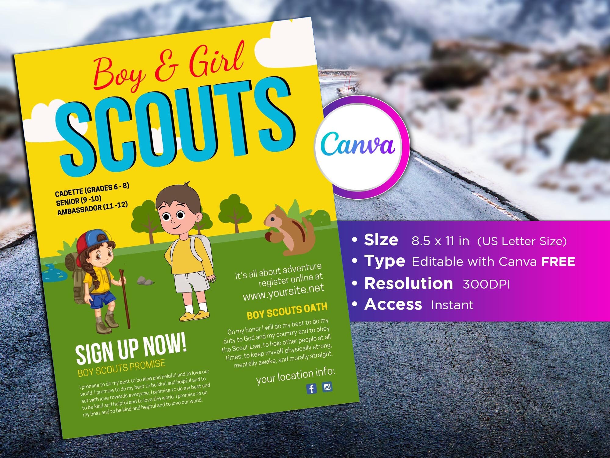Scouts Flyer Editable Canva Template US Letter Size. - Etsy