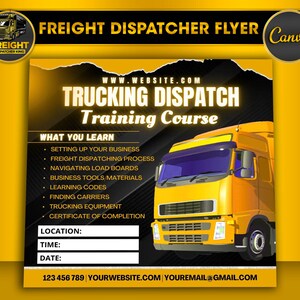 Freight Dispatcher Flyer, Canva Truck Flyer Template. Editable Social ...