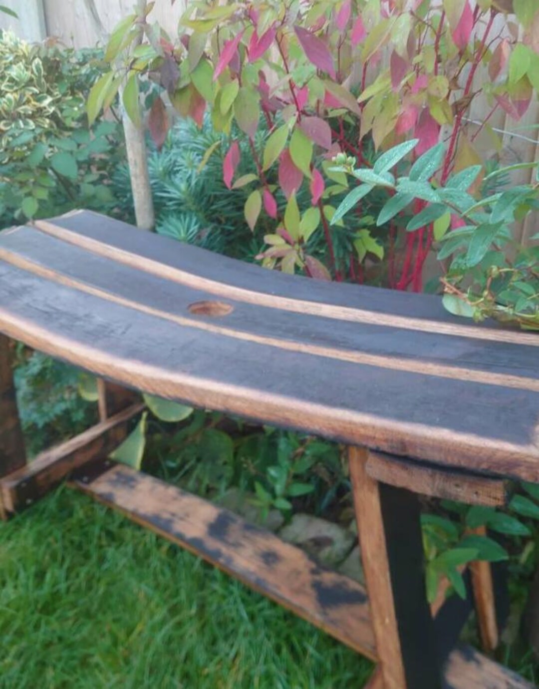 Rustic Oak Bench Crafted From a Repurposed Bourbon Whisky Barrel Indoor ...