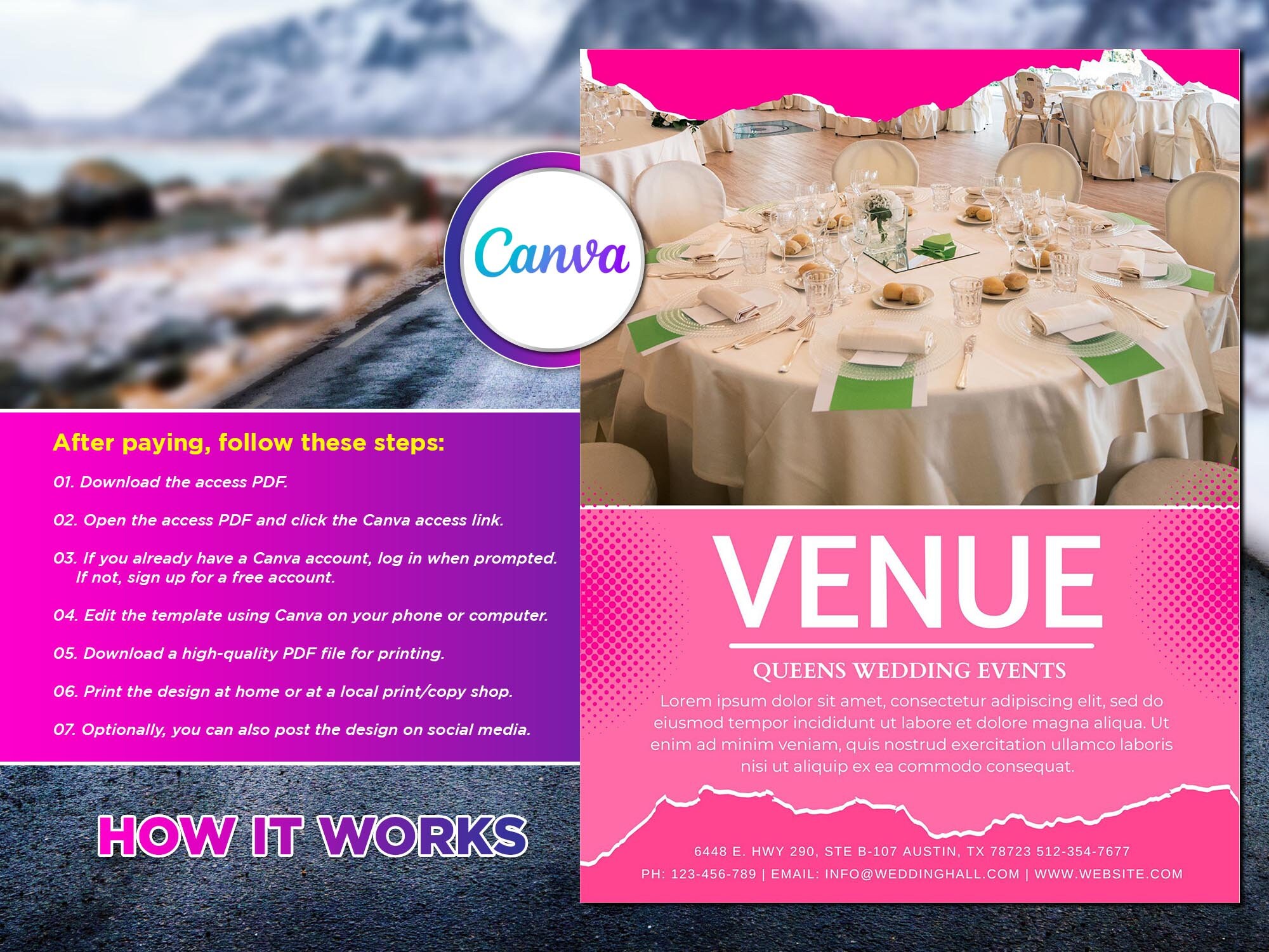 Venue Flyer Editable Canva Template. - Etsy