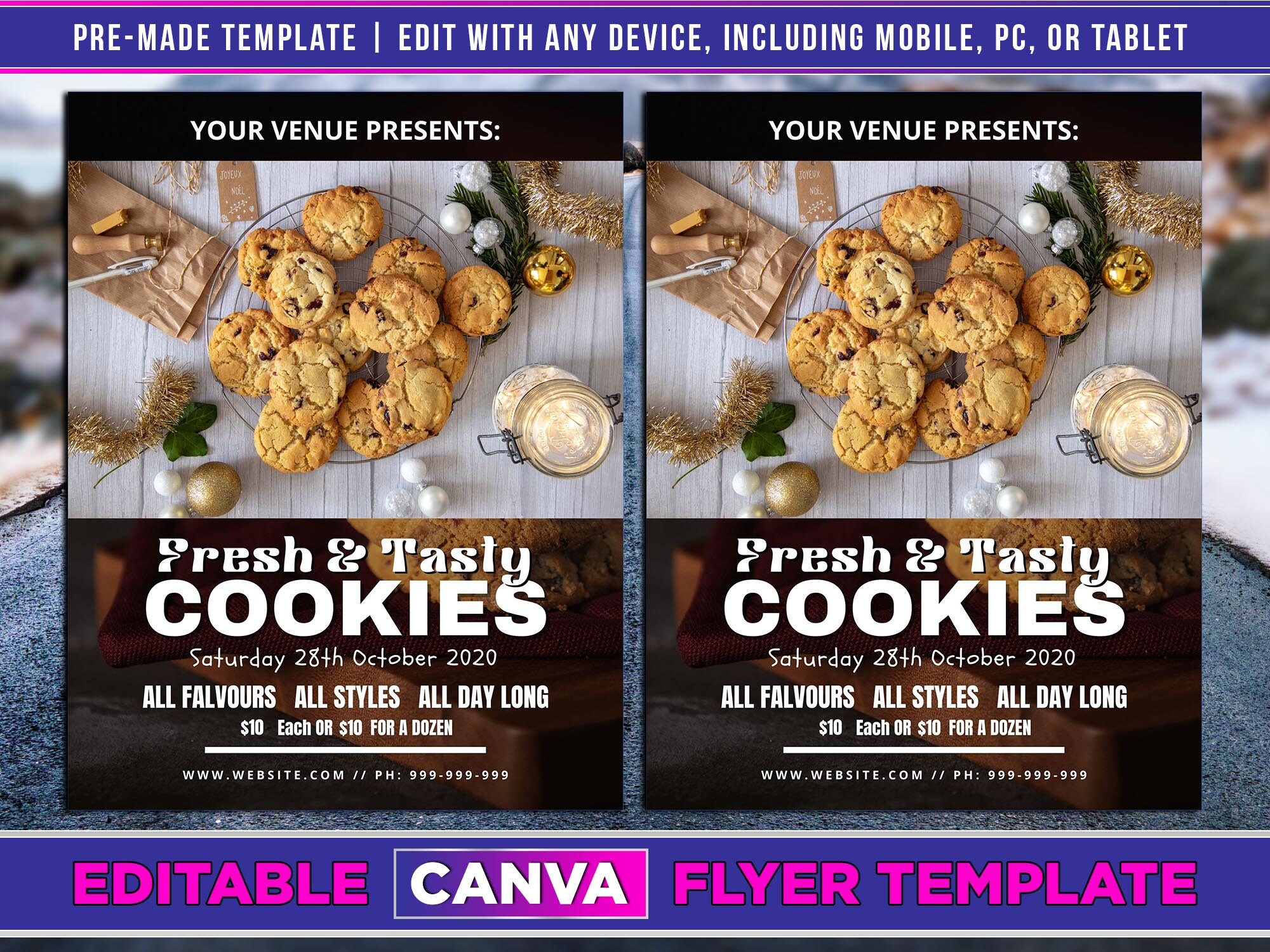 Cookies Flyer Editable Canva Template. - Etsy