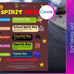 Spirit Week Flyer Editable Canva Template US Letter Size. - Etsy
