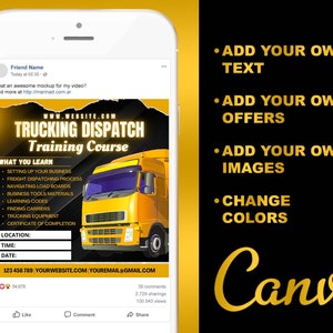 Freight Dispatcher Flyer, Canva Truck Flyer Template. Editable Social ...