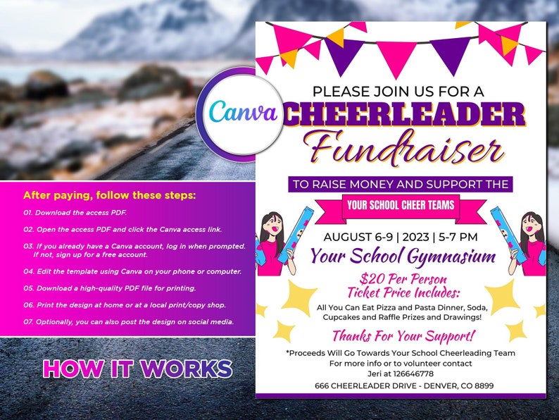 Cheer Fundraiser Flyer Editable Canva Template. - Etsy