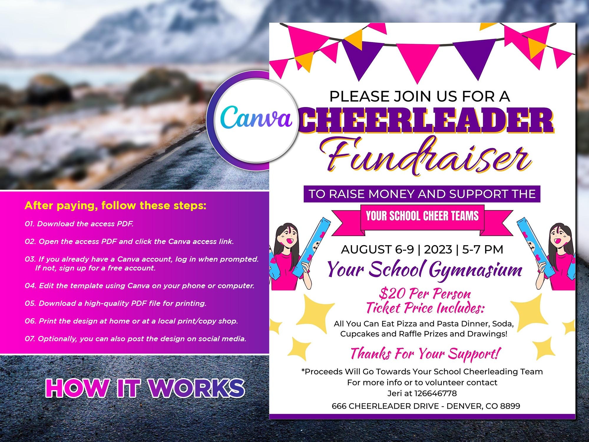 Cheer Fundraiser Flyer Editable Canva Template. - Etsy