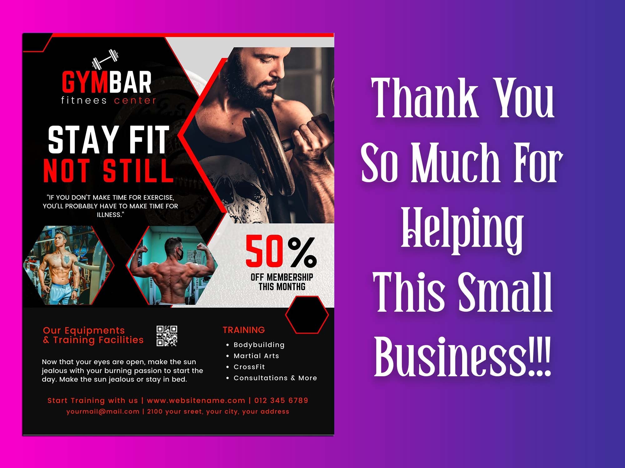 Gym Membership Flyer Editable Canva Template US Letter Size. - Etsy