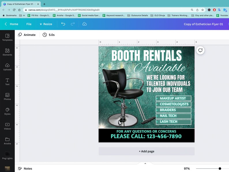 Booth Rental Flyer Canva Template for DIY Social Media Marketing. - Etsy