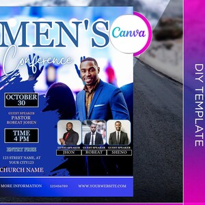 Men's Conference Flyer Editable Canva Template US Letter Size. - Etsy