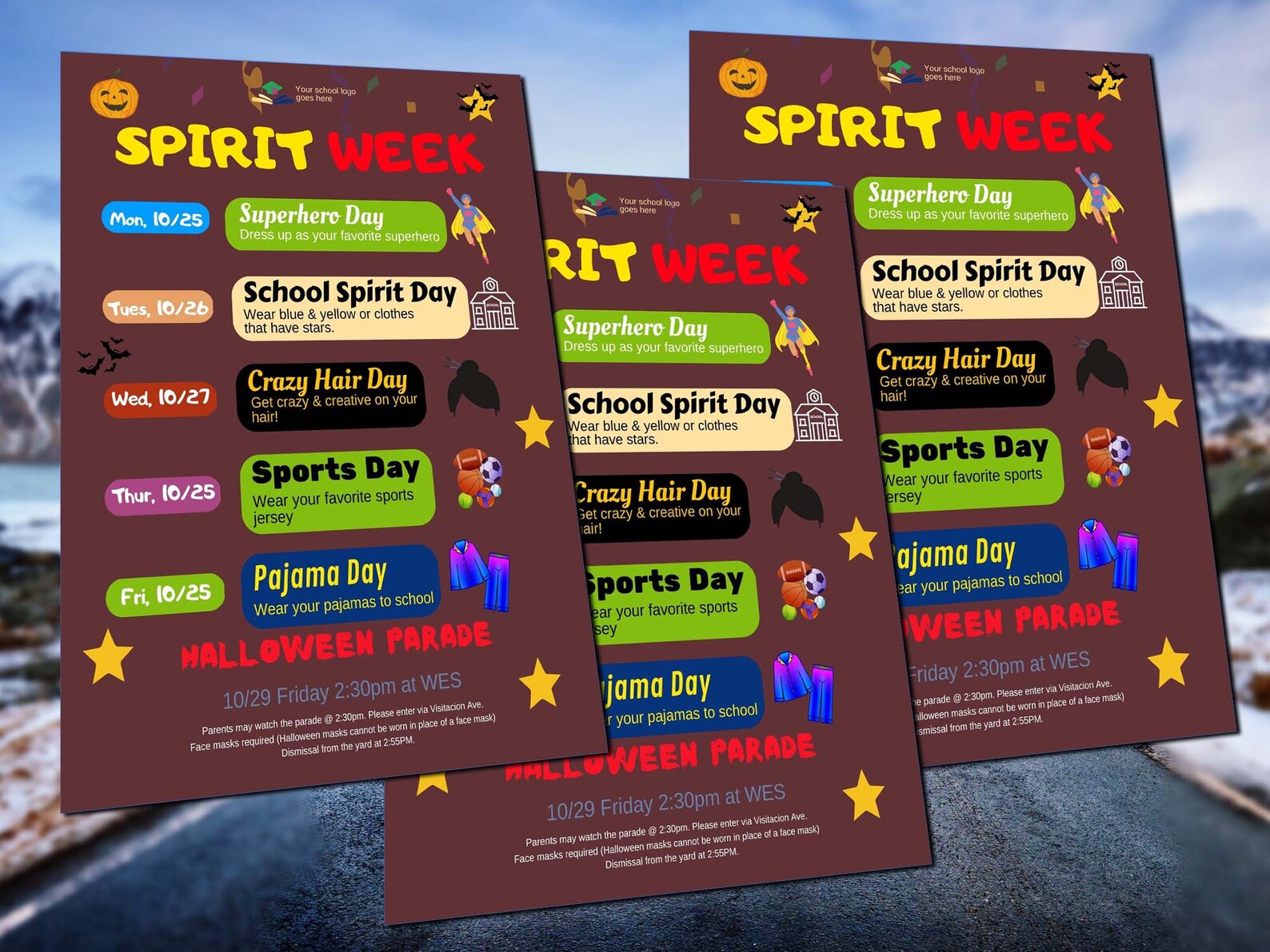 Spirit Week Flyer Editable Canva Template US Letter Size. - Etsy