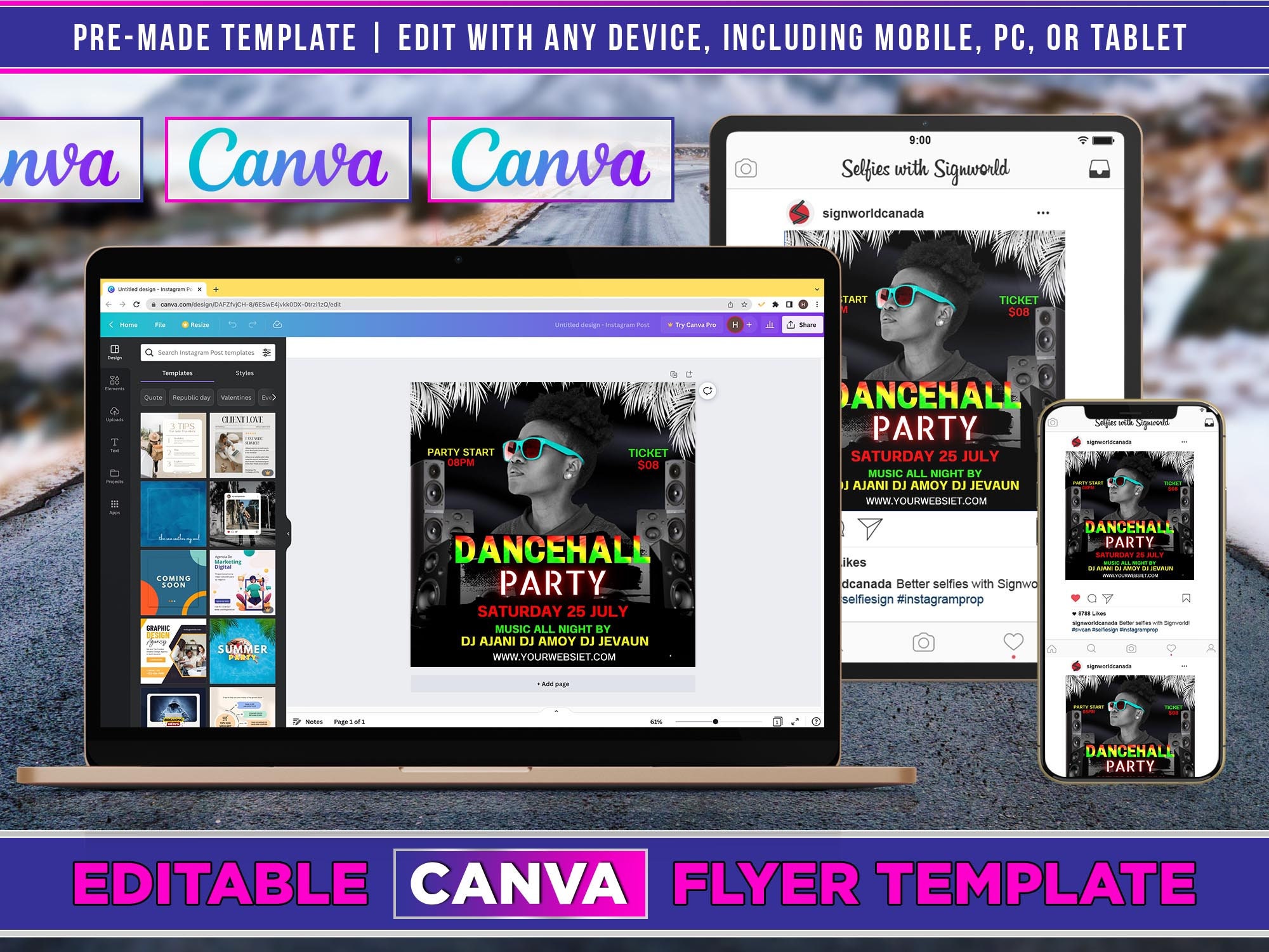 Dancehall Party Flyer Canva Template For Diy Social Media Etsy