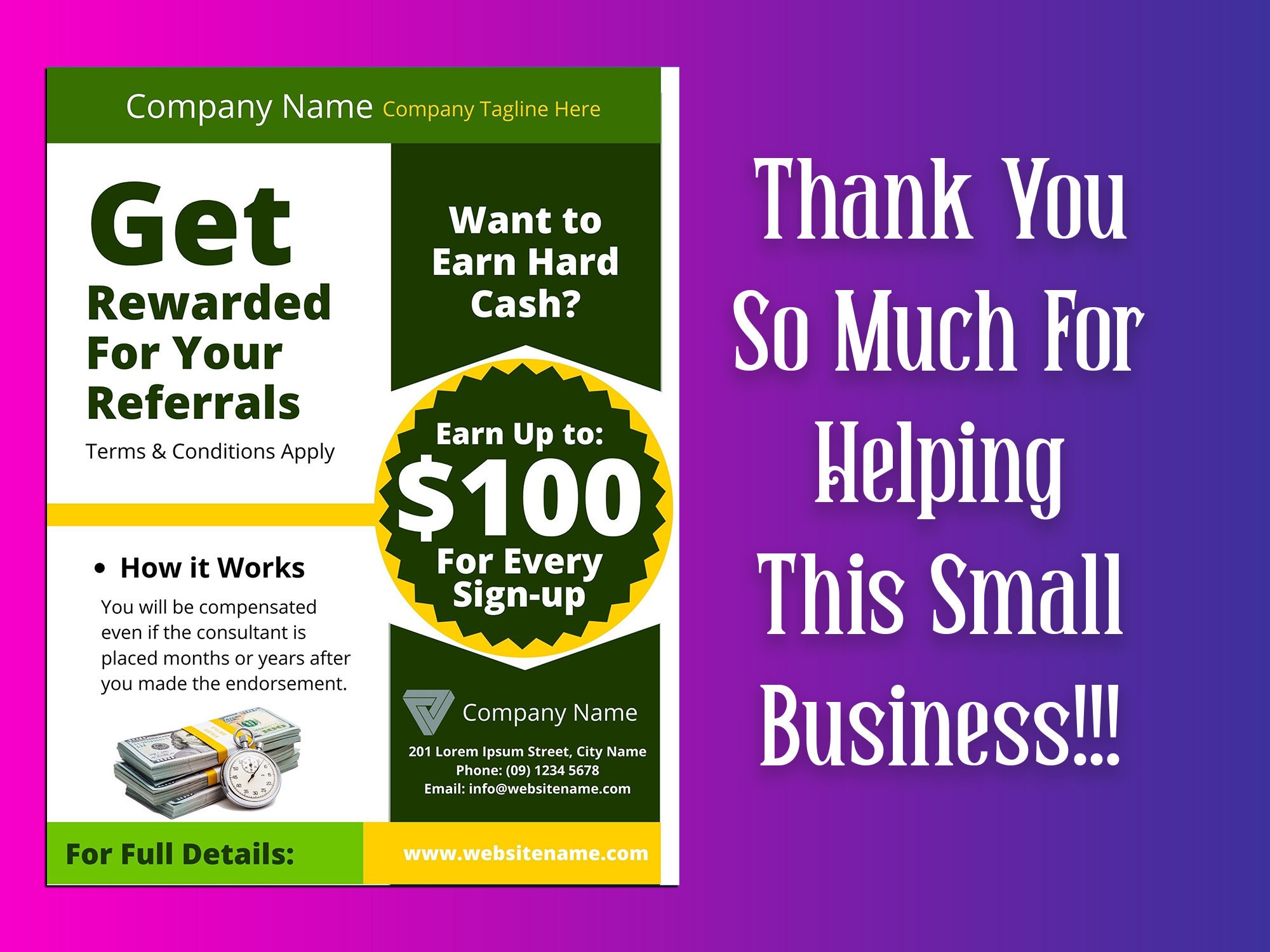 Referral Bonus Flyer Editable Canva Template US Letter Size. - Etsy
