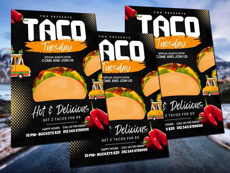 Taco Flyer Editable Canva Template US Letter Size. - Etsy