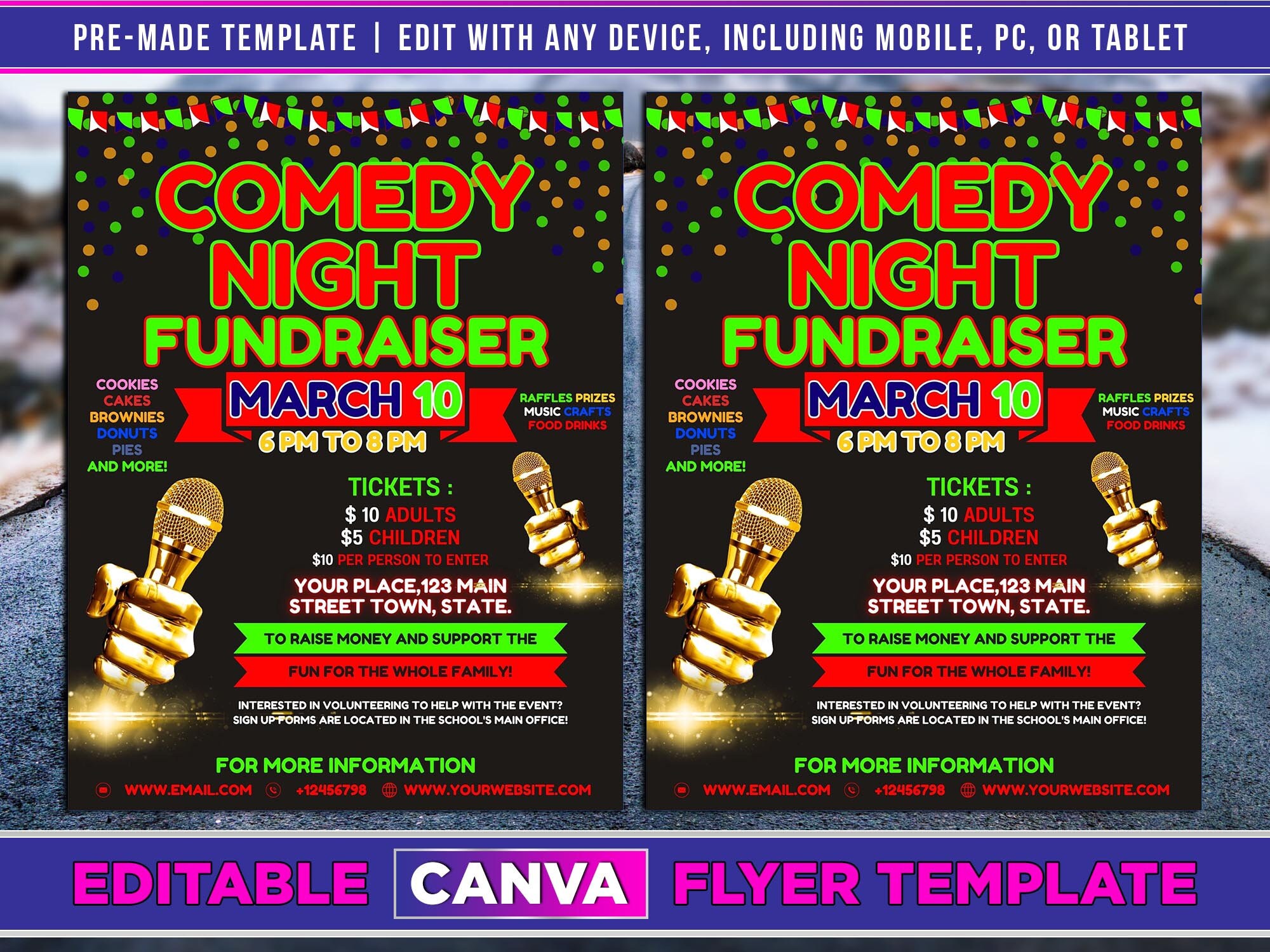 Comedy Night Fundraiser Flyer