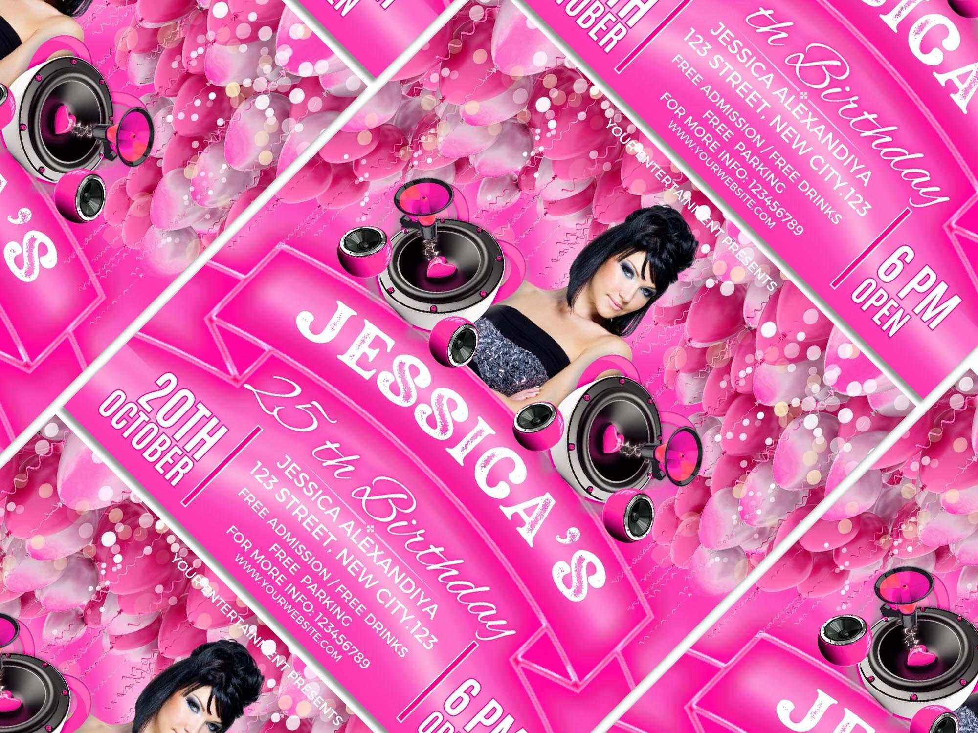 Pink Birthday Flyer Canva Template for DIY Social Media Marketing. - Etsy