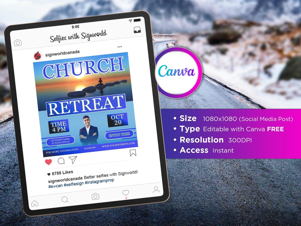 Church Retreat Flyer Canva Template for DIY Social Media - Etsy