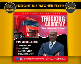 Freight Dispatcher Flyer, Canva Truck Flyer Template. Editable Canva ...