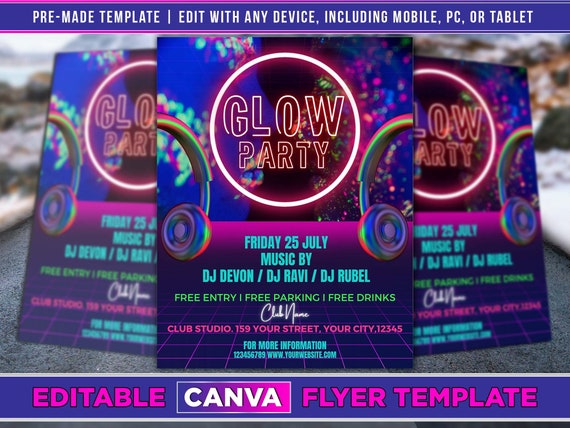 Black Light Party Flyer Template