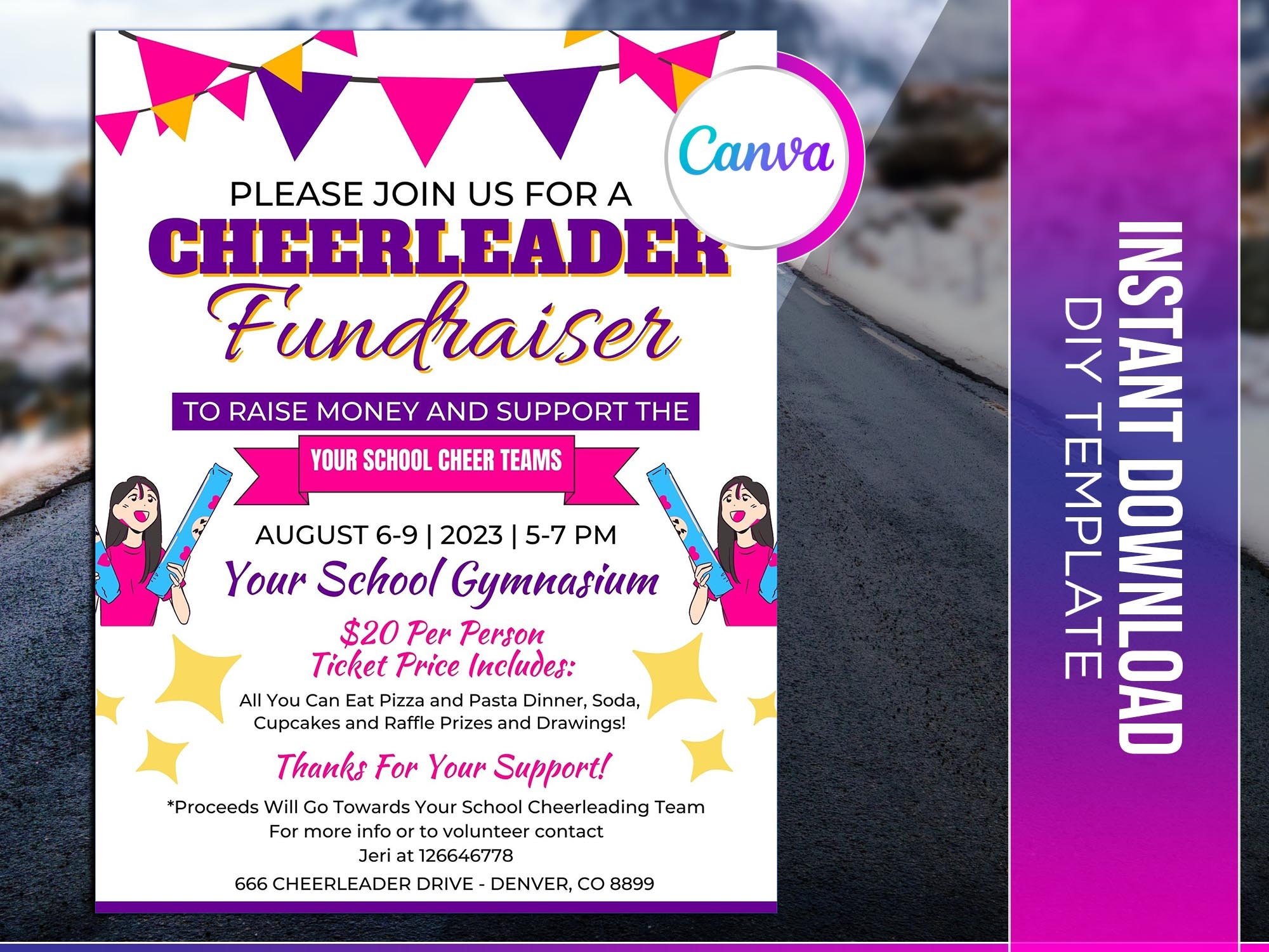 Cheer Fundraiser Flyer Editable Canva Template. - Etsy