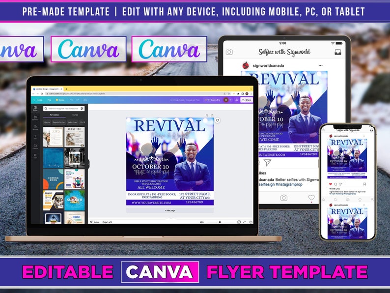 Revival Flyer Canva Template for DIY Social Media Marketing. - Etsy