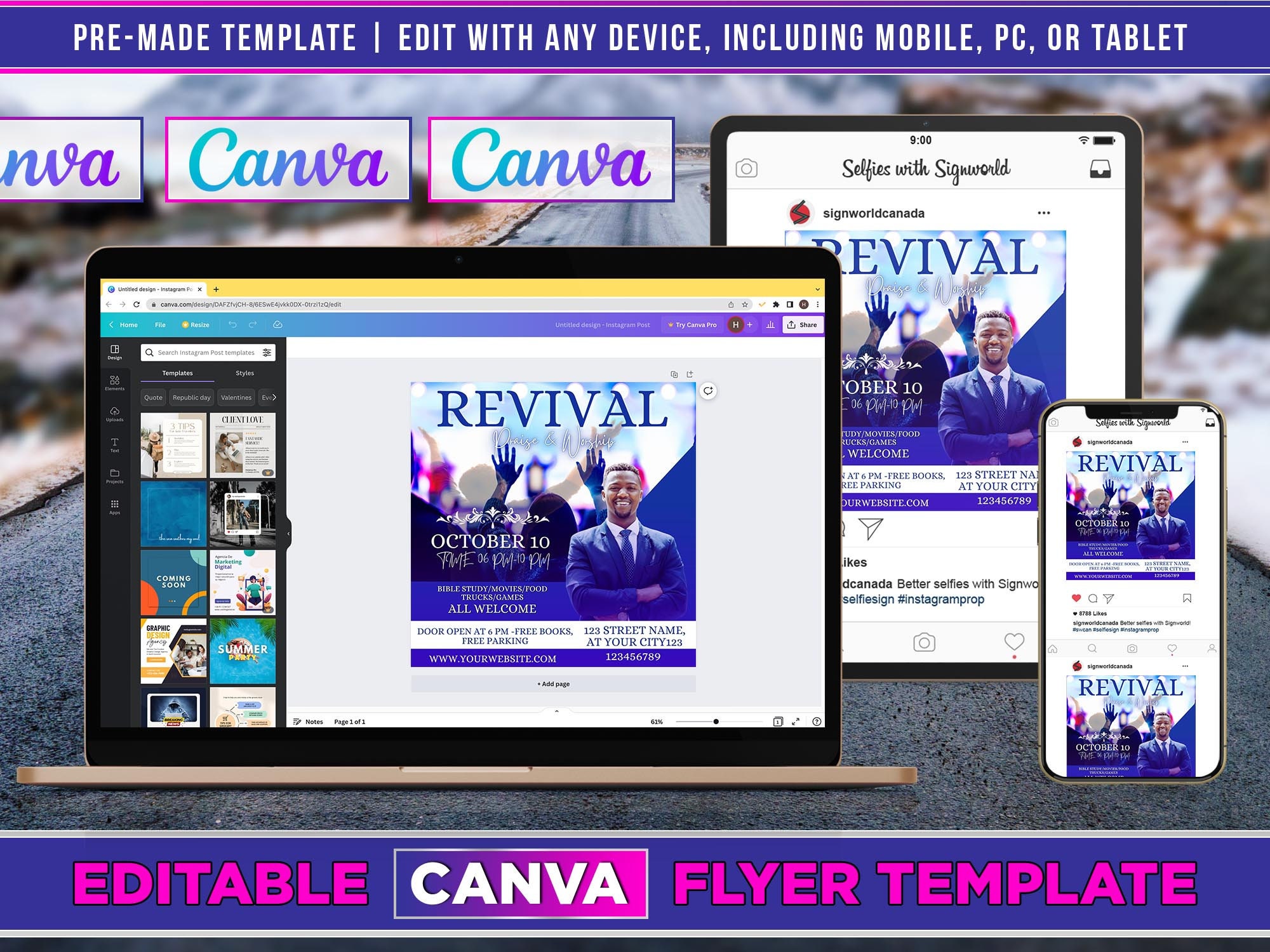Revival Flyer Canva Template for DIY Social Media Marketing. - Etsy