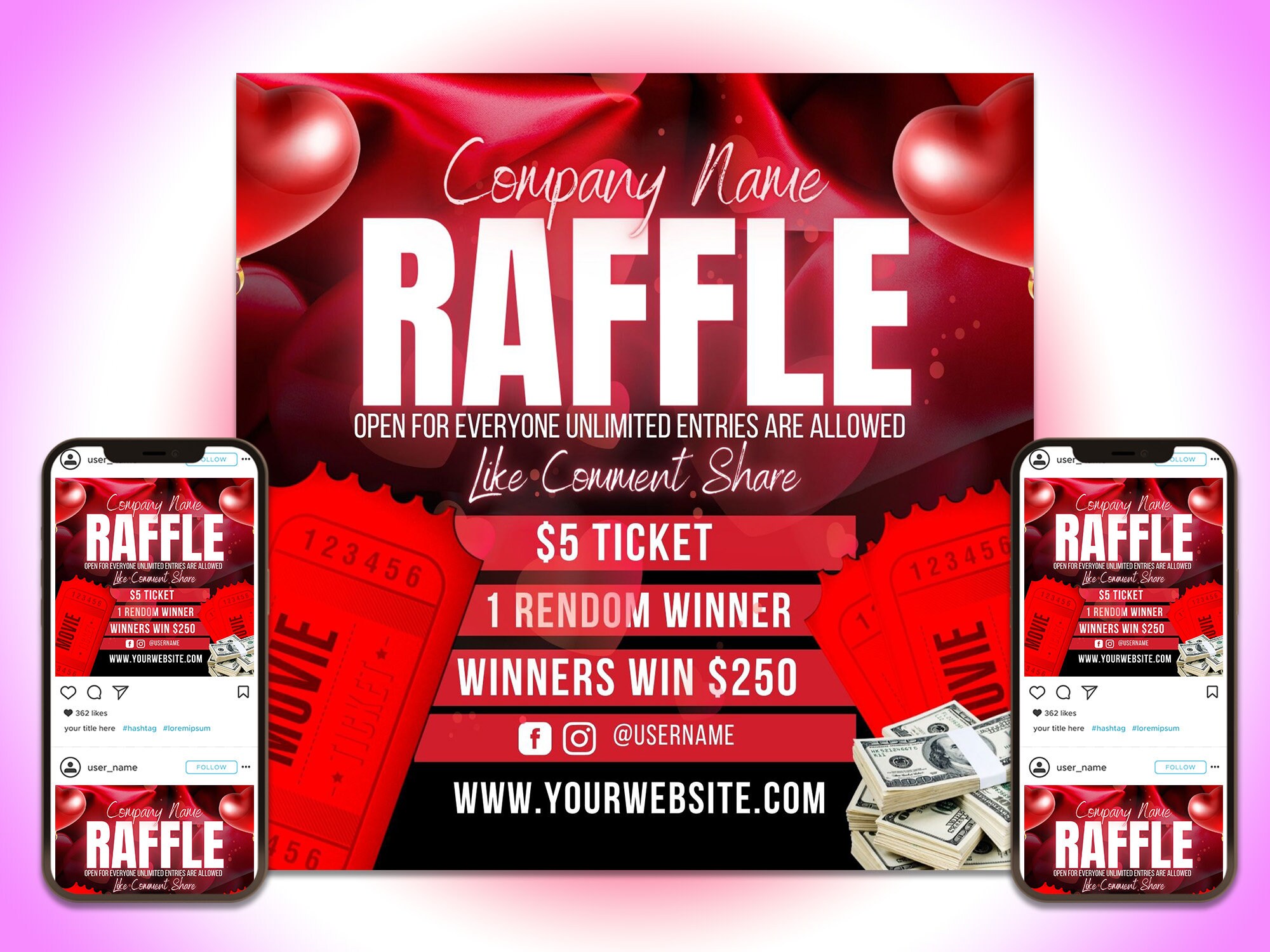 Raffle Flyer Canva Template for DIY Social Media Marketing. - Etsy