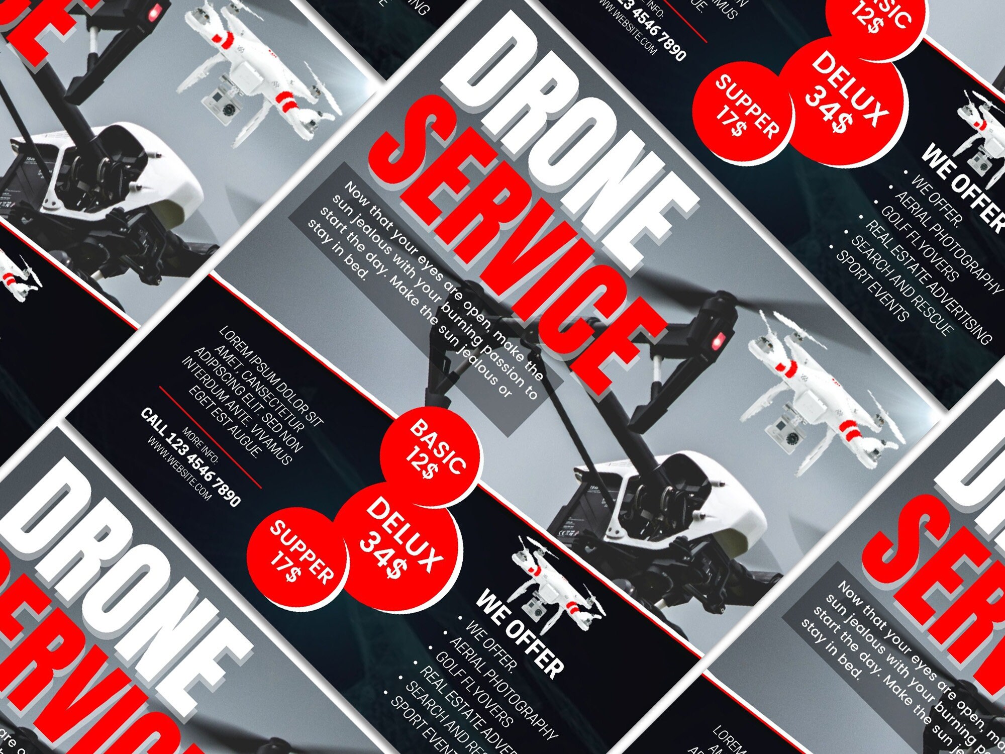 Drone Services Flyer Canva Template for DIY Social Media Marketing. - Etsy
