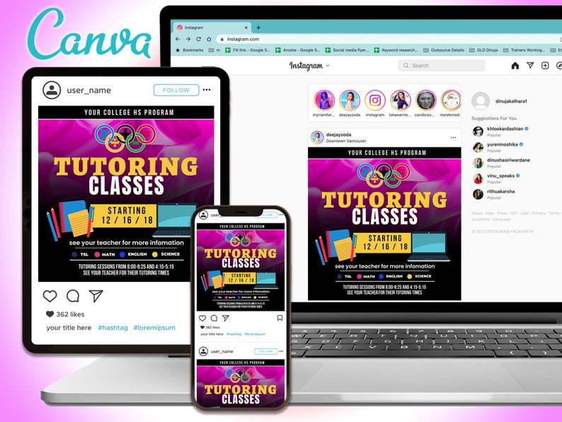 Summer Tutoring Flyer Canva Template for DIY Social Media Marketing. - Etsy